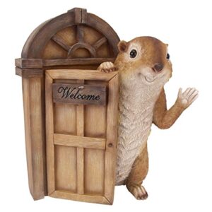 design toscano qm2673800 garden greetings squirrel welcome tree house door sculpture,full color