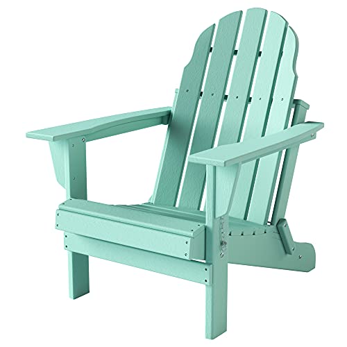 PILITO Adirondack Chair, Outdoor Folding Chairs, Patio Lounge Chair, Weather Resistant, HDPE Material, Perfect for Deck, Garden, Backyard & Lawn Furniture, Fire Pit, Porch Seating, Mint Green