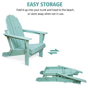 PILITO Adirondack Chair, Outdoor Folding Chairs, Patio Lounge Chair, Weather Resistant, HDPE Material, Perfect for Deck, Garden, Backyard & Lawn Furniture, Fire Pit, Porch Seating, Mint Green