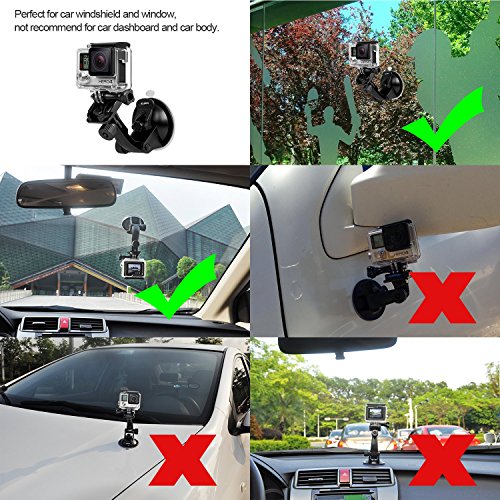 Sametop Suction Cup Mount Compatible with Gopro Hero 11, 10, 9, 8, 7, 6, 5, 4, Session, 3+, 3, 2, 1, Hero (2018), Max, Fusion, DJI Osmo Action Cameras; Perfect for Car Windshield and Window