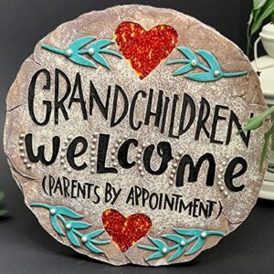 Outdoor/Garden Stepping Stones - Grandma and Grandpa Gifts - Great Grandma Gifts (Grandparents Day Gift "Grandchildren Welcome Home")