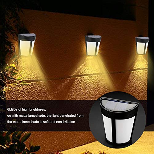 BuyWeek Outdoor Garden Lamp, Wall Mount Solar Garden Lamp 6 LED Lamp Beads Solar Wall Light for Garden Fence Yard(Warm)