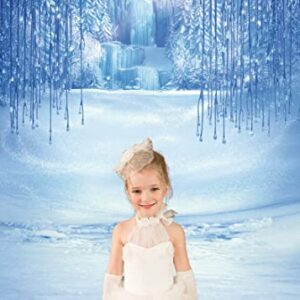 LYWYGG 5x7ft Winter Backdrop Ice and Snow White World Photography Backdrops Background Christmas Winter Frozen Snow Ice Crystal Pendant World Backdrops for Children Photo Studio Props Backdrop CP-13