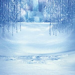 LYWYGG 5x7ft Winter Backdrop Ice and Snow White World Photography Backdrops Background Christmas Winter Frozen Snow Ice Crystal Pendant World Backdrops for Children Photo Studio Props Backdrop CP-13