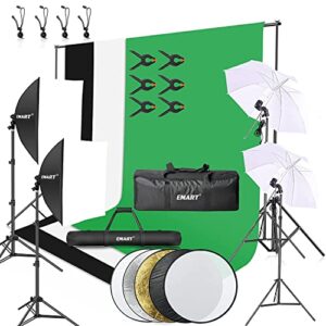 emart 8.5 x 10 ft backdrop support system, photography video studio lighting kit umbrella softbox set continuous lighting for photo studio product, portrait and video shooting photography