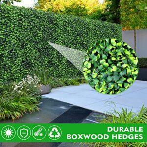 Savieva Grass Wall Panels, 8PCS 10x10inch Artificial Boxwood Hedges Panels, UV Protected Greenery Backdrop Wall Faux Grass Decor for Outdoor Indoor Garden Backyard Fence Privacy Hedge Screen