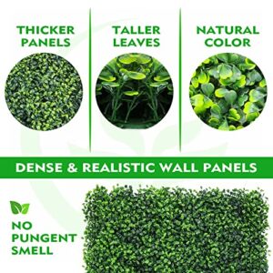 Savieva Grass Wall Panels, 8PCS 10x10inch Artificial Boxwood Hedges Panels, UV Protected Greenery Backdrop Wall Faux Grass Decor for Outdoor Indoor Garden Backyard Fence Privacy Hedge Screen