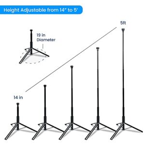 Lume Cube Adjustable 5ft Light Stand Tripod | Height 2ft to 5ft | Stand for Lights, Webcams, Cameras, Adjustable Height, 360º Rotating Mount, Aluminum Lightweight, for Content & Video