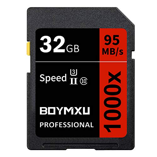 32GB Memory Card, BOYMXU Professional 1000 x Class 10 Card U3 Memory Card Compatible Computer Cameras and Camcorders, Camera Memory Card Up to 95MB/s, Red/Black