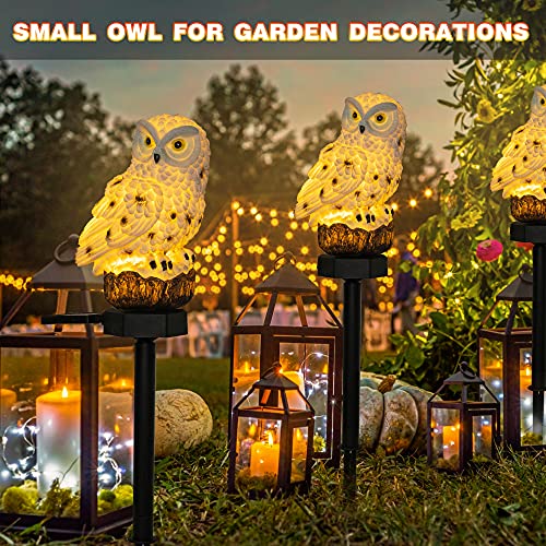 DAZZLE BRIGHT 2 Pack Owl Figure Solar LED Lights, Resin Garden Waterproof Decorations with Stake for Outdoor Yard Pathway Outside Patio Lawn Decor to Scare Birds Away