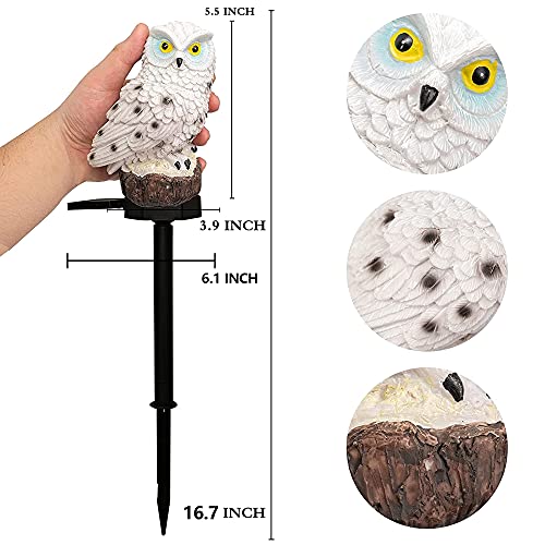 DAZZLE BRIGHT 2 Pack Owl Figure Solar LED Lights, Resin Garden Waterproof Decorations with Stake for Outdoor Yard Pathway Outside Patio Lawn Decor to Scare Birds Away