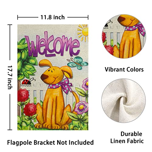 Welcome Dogs Garden Flag Double Sided, Welcome to Dog House Yard Outdoor Small Decor Home Outside Decoration 12" x 18"