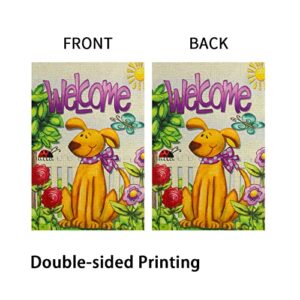 Welcome Dogs Garden Flag Double Sided, Welcome to Dog House Yard Outdoor Small Decor Home Outside Decoration 12" x 18"