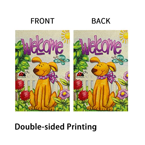 Welcome Dogs Garden Flag Double Sided, Welcome to Dog House Yard Outdoor Small Decor Home Outside Decoration 12" x 18"