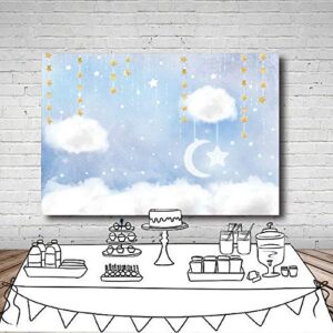 MEHOFOTO Blue and White Cloud Photo Studio Backdrop Props Prince Birthday Boy Baby Shower Party Decorations Hanging Gold Stars Twinkle Twinkle Little Stars Photography Background Banner 7x5ft