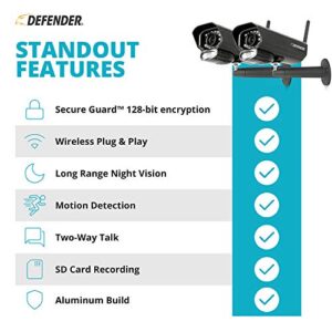 Defender PhoenixM2 Security System - Indoor and Outdoor Wireless Security System Camera with LCD Screen - Business and Home Security System - Plug and Play, No WiFi Connection Required (2 Cameras)