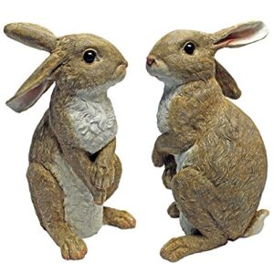 design toscano qm9200681 hopper, the bunny, standing garden rabbit statue, pack of 2, full color