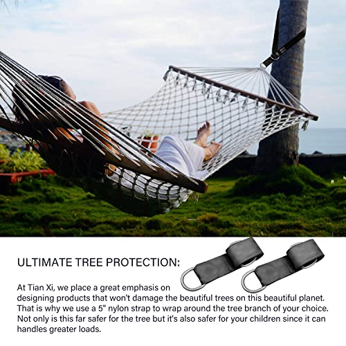 Tree Swing Hanging Strap - 5ft Swing Straps Outdoor Suspension Accessories Kit, Holds 2200lbs with Stainless Carabiners, Easy Installation, Perfect for Baby/Garden/Toddler Swing (Black)