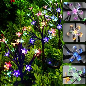 YINGFAKE Solar Garden Cherry Blossom Lights, 2 Pack Outdoor Waterproof LED Solar Powered Flower Light, 40 Cherry Blossom Pathway Decor Landscape Lights for Garden, Yard, Patio, Lawn