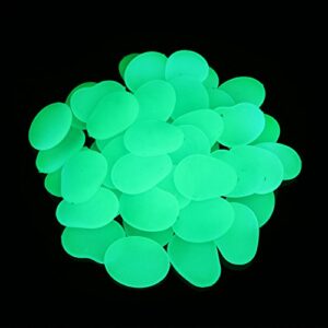 glow in the dark fish tank aquarium pebbles,rocks, glowing gravel luminous stones for aquarium succulent garden gift decoration (flake shape, 44pcs,315g/11.11oz/0.69lb) (aqua)