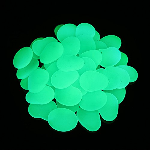 Glow in The Dark Fish Tank Aquarium Pebbles,Rocks, Glowing Gravel Luminous Stones for Aquarium Succulent Garden Gift Decoration (Flake Shape, 44pcs,315g/11.11oz/0.69lb) (Aqua)