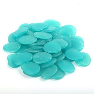 Glow in The Dark Fish Tank Aquarium Pebbles,Rocks, Glowing Gravel Luminous Stones for Aquarium Succulent Garden Gift Decoration (Flake Shape, 44pcs,315g/11.11oz/0.69lb) (Aqua)