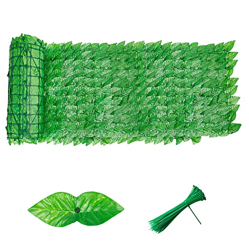 NyShine Artificial Privacy Fence Screen, 39'' x 118'' Ivy Fence Covering Faux Vine Leaf Panels Decoration Patio Privacy Green Wall for Indoor Outdoor Garden Yard Backyard