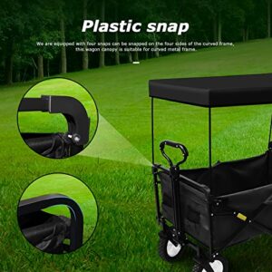 VOONKE Wagon Canopy Cover Garden Push Awning Portable Outdoor Stroller Accessories - Awning for Garden Wagon, Shopping, Camping (Suitable for Half-Folded Wagon) Black