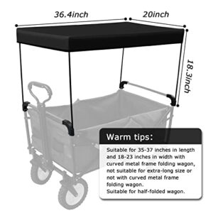 VOONKE Wagon Canopy Cover Garden Push Awning Portable Outdoor Stroller Accessories - Awning for Garden Wagon, Shopping, Camping (Suitable for Half-Folded Wagon) Black