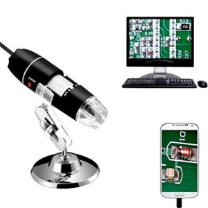 jiusion 40 to 1000x magnification endoscope, 8 led usb 2.0 digital microscope, mini camera with otg adapter and metal stand, compatible with mac windows 7 8 10 11 android linux