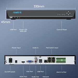 REOLINK 36 Channel Network Video Recorder for Security Camera System, Work with 12MP/4K/5MP/4MP HD Reolink IP Cameras NVR, Integrated O/I Alarm System, 3 HDD Bays, No HDD Included, RLN36