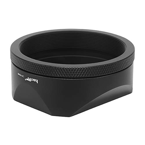 Haoge LH-X54B Square Metal Lens Hood with 49mm Adapter Ring for Fujifilm Fuji X100V Camera Black