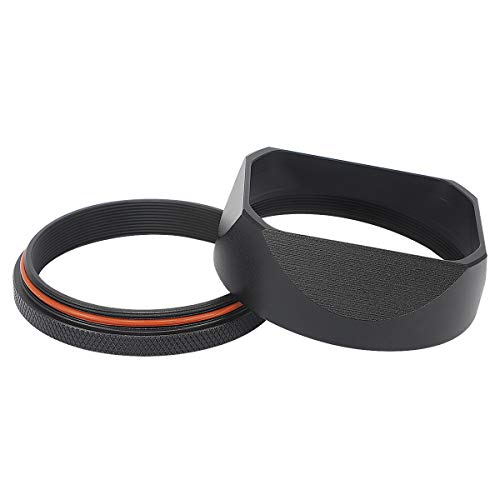 Haoge LH-X54B Square Metal Lens Hood with 49mm Adapter Ring for Fujifilm Fuji X100V Camera Black