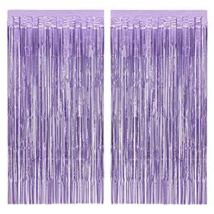 xo, Fetti Party Decorations Matte Purple Fringe Foil Curtain - Set of 2 | Bachelorette Bridal Shower Backdrop, Wedding, Birthday Photo Booth