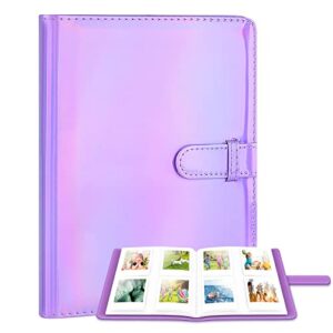 ablus 128 pockets mini photo album for fujifilm instax mini camera, polaroid snap, z2300, socialmatic instant cameras & zip instant printer (nebula purple)