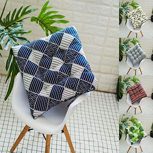 Outdoor Chair Cushions with Ties,Chair Seat Cushion Pads Pearl Cotton Furniture Floor Cushions,Chair Pads Patio Seat Cushions 16x16 Inch for Office Patio Furniture Chairs Home Garden (D)