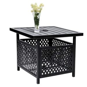 SUNCROWN Outdoor Patio Side Table with 1.57" Umbrella Hole, Patio Bistro Square Table, Garden Furniture Deck Pool Table