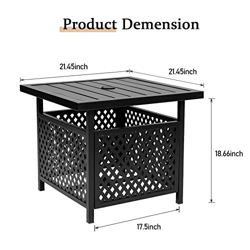 SUNCROWN Outdoor Patio Side Table with 1.57" Umbrella Hole, Patio Bistro Square Table, Garden Furniture Deck Pool Table