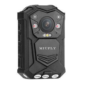 miufly 1296p police body camera with 2 inch display, night vision, built in 128g memory and gps for law enforcement