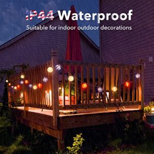 4th of July Lights - Lantern String Lights, 6.7 Feet 10 Waterproof Nylon Lantern Hanging Globe Light, Plug in Connectable Decorative Lights for Independence Day Yard Garden Fourth of July Decor