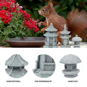 3Pcs Miniature Pagoda Lantern Japanese Stone Lantern for pPatio Decorations Outdoor Fairies Figurines for Miniature Fairy Garden Accessories, Light Grey, 5.5x2.8cm (273YTQK1455UWHQ136)