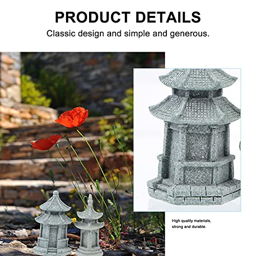 3Pcs Miniature Pagoda Lantern Japanese Stone Lantern for pPatio Decorations Outdoor Fairies Figurines for Miniature Fairy Garden Accessories, Light Grey, 5.5x2.8cm (273YTQK1455UWHQ136)