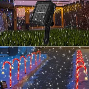 [ Solar & Timer ] 12 Pack Christmas Candy Cane Pathway Lights Markers, Total 96 LED Waterproof Christmas Decorations Outdoor 13.5 Inch Christmas Stakes Light up Candy Cane Walkway Outside Garden Yard