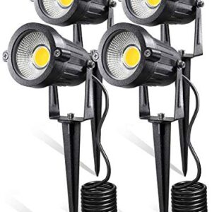 Z LED Landscape Lights,5W Outdoor Pathway Garden Yard Spotlight,IP65 Waterproof Garden Floodlight,Outdoor Spotlight with Stake,UL Cord 5-ft with Plug 3500K Warm White(Pack of 4)