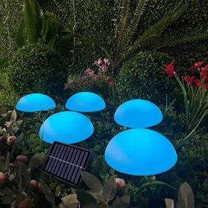 multicolor modern pathway lights solar powered waterproof, 5 pack 5.7 inch high lumen led rgb16 color changing ground semi dome light for outdoor lawn garden backyard landscape holiday decoration