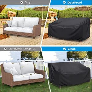 Mrrihand Heavy Duty Patio Sofa Cover Waterproof, 3-Seater Outdoor Sofa Loveseat Cover, Outdoor Patio Furniture Cover with Air Vent and Handles, 90.5" L×34" D×32" H, Black