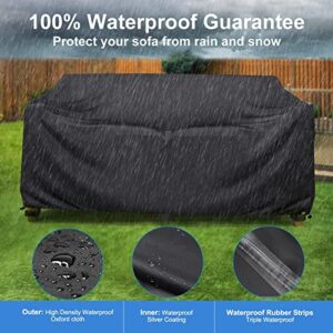 Mrrihand Heavy Duty Patio Sofa Cover Waterproof, 3-Seater Outdoor Sofa Loveseat Cover, Outdoor Patio Furniture Cover with Air Vent and Handles, 90.5" L×34" D×32" H, Black