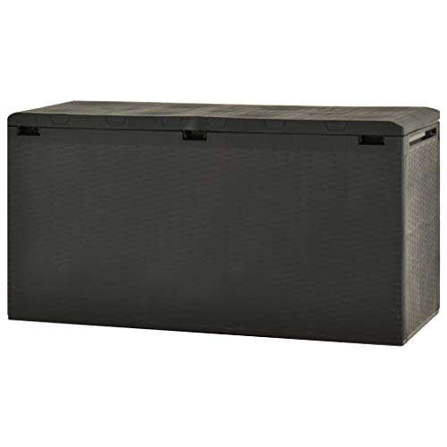 vidaXL Patio Storage Box Garden Cushion Deck Outdoor Storage Chest Storing Pillow Tool Box Blanket Indoor Interior Container Anthracite 44.9"