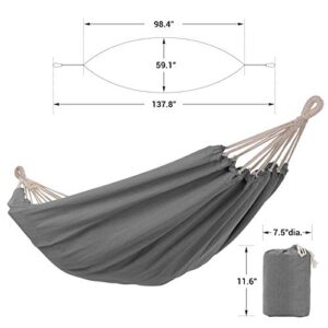 SONGMICS Double Hammock, 98.4 x 59.1 Inches, 660 lb Load Capacity, with Compression Bag, Mounting Straps, Carabiners, for Terrace, Balcony, Garden, Outdoor, Camping, Gray UGDC15GY