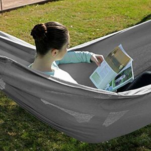 SONGMICS Double Hammock, 98.4 x 59.1 Inches, 660 lb Load Capacity, with Compression Bag, Mounting Straps, Carabiners, for Terrace, Balcony, Garden, Outdoor, Camping, Gray UGDC15GY